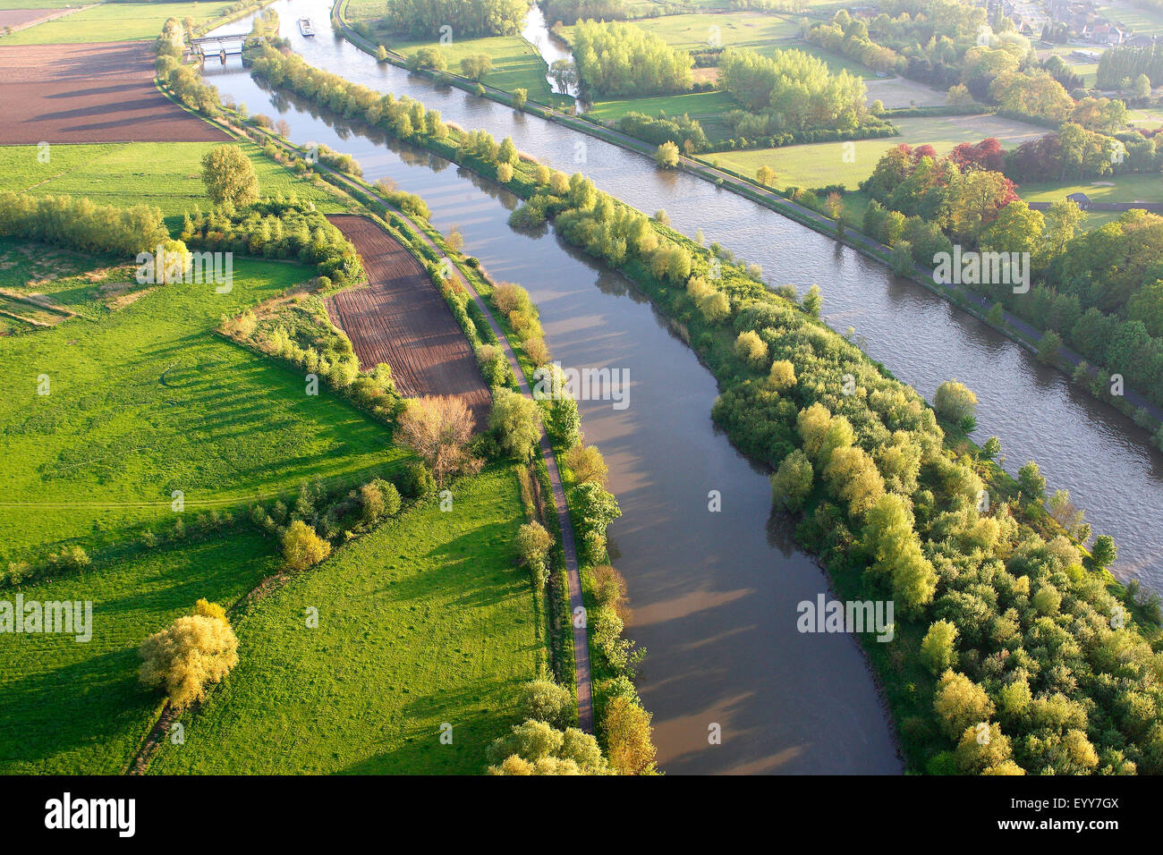 aerial view to river Scheldt, Belgium, Scheldevallei Stock Photo - Alamy