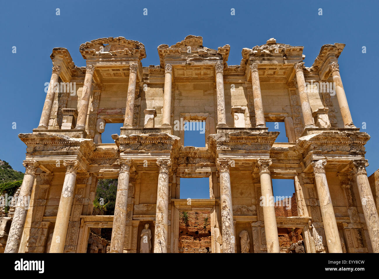 The library of Celsus at the ancient Greek/Roman Empire town of Ephesus ...