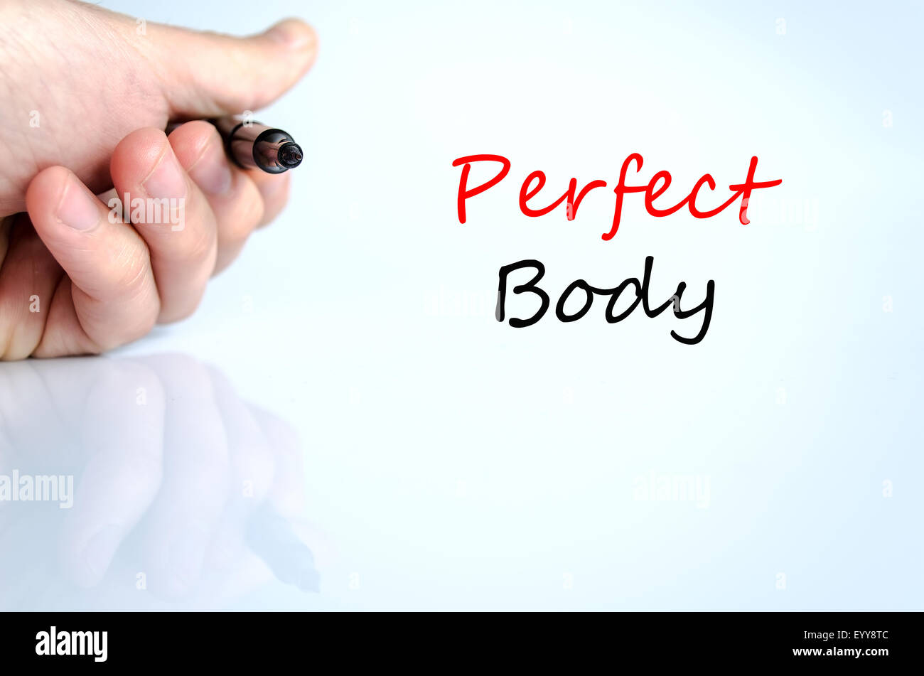 Perfect body text concept isolated over white background Stock Photo ...