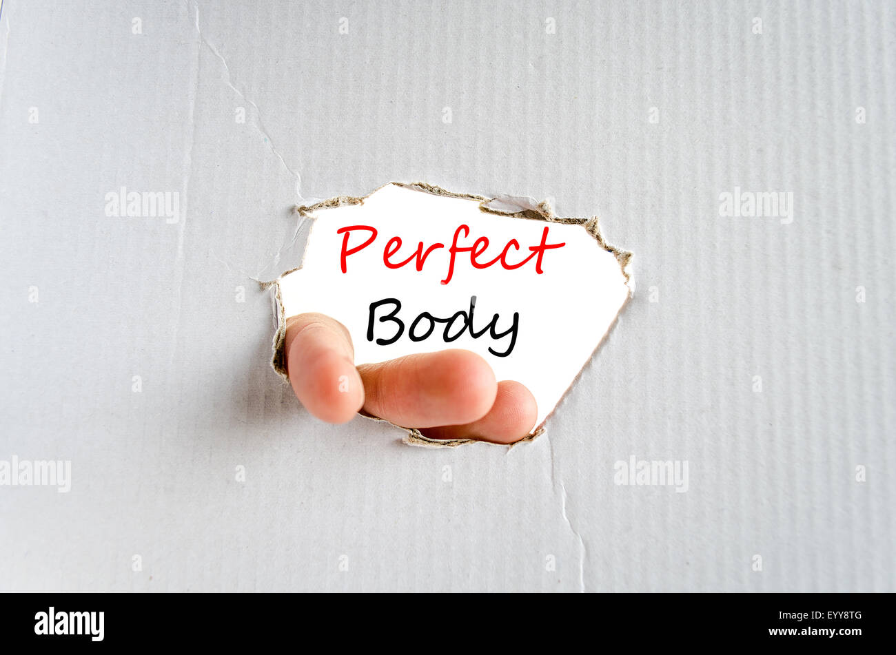 Perfect body text concept isolated over white background Stock Photo ...