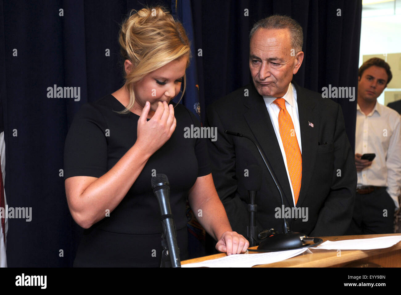 Democratic Senator Chuck Schumer and comedian Amy Schumer hold a joint ...