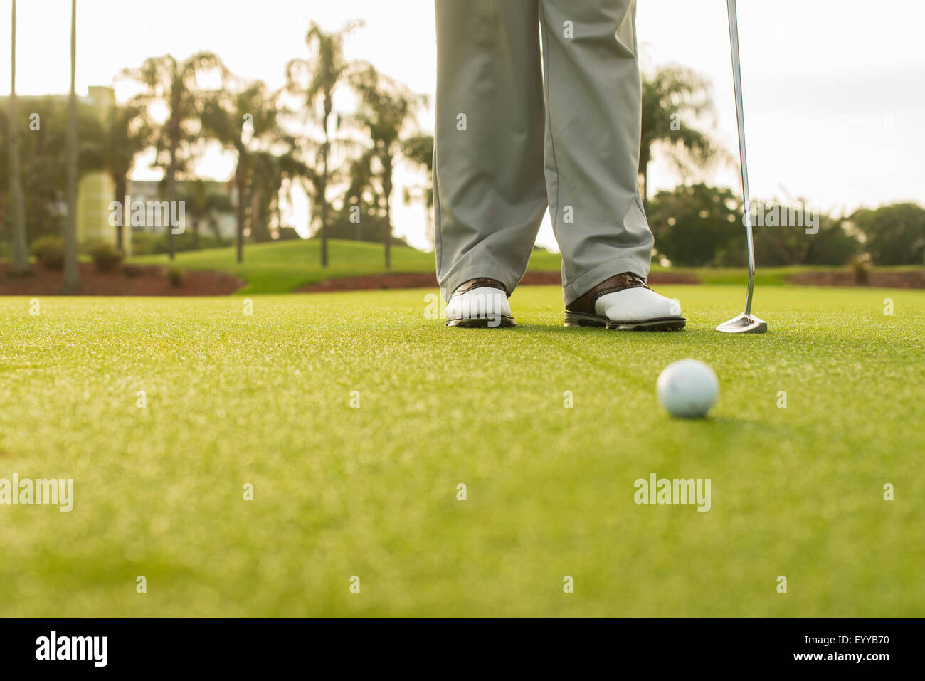 Caucasian man standing on golf course green Stock Photo - Alamy