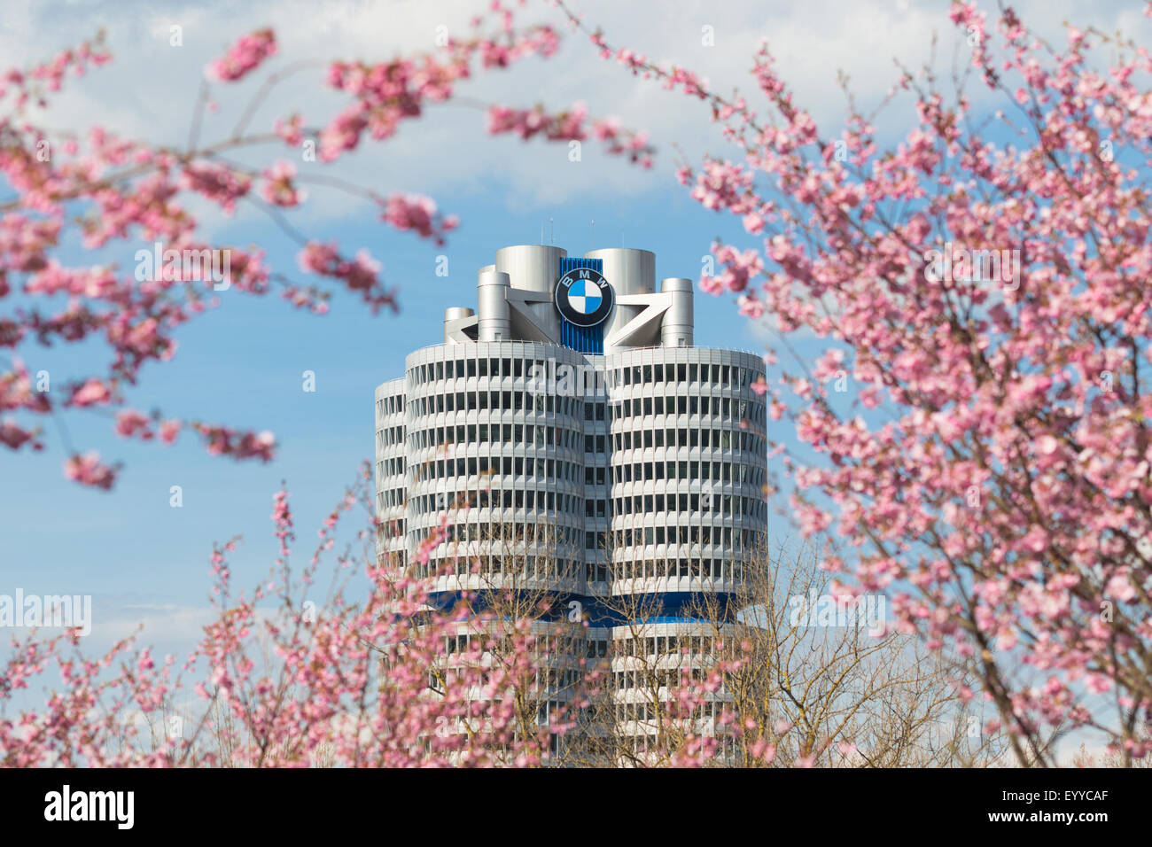 High rise tower building of BMW head office German car manufacturer ...