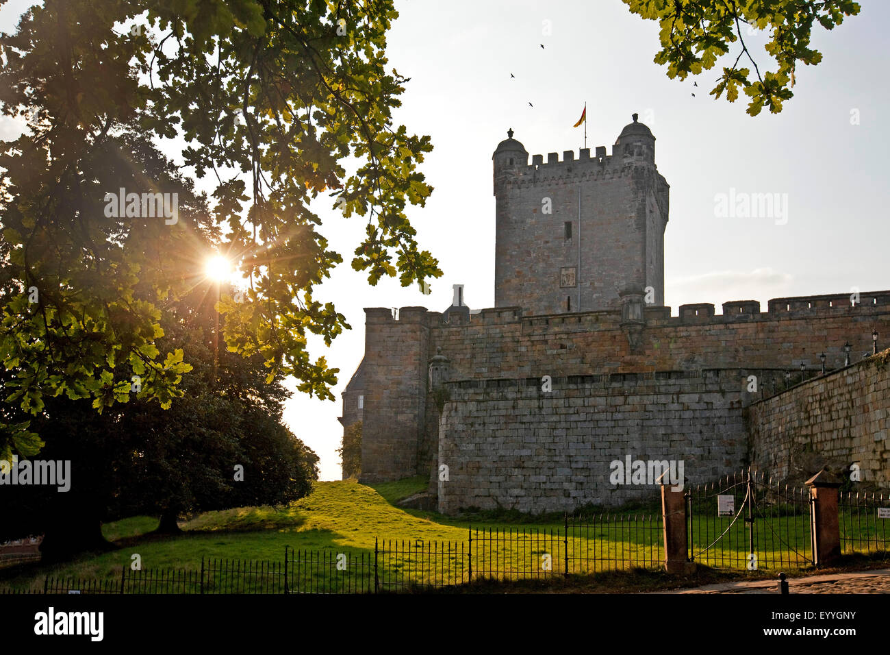 Castle Bentheim with palace garden, Germany, Lower Saxony, Bad Bentheim ...