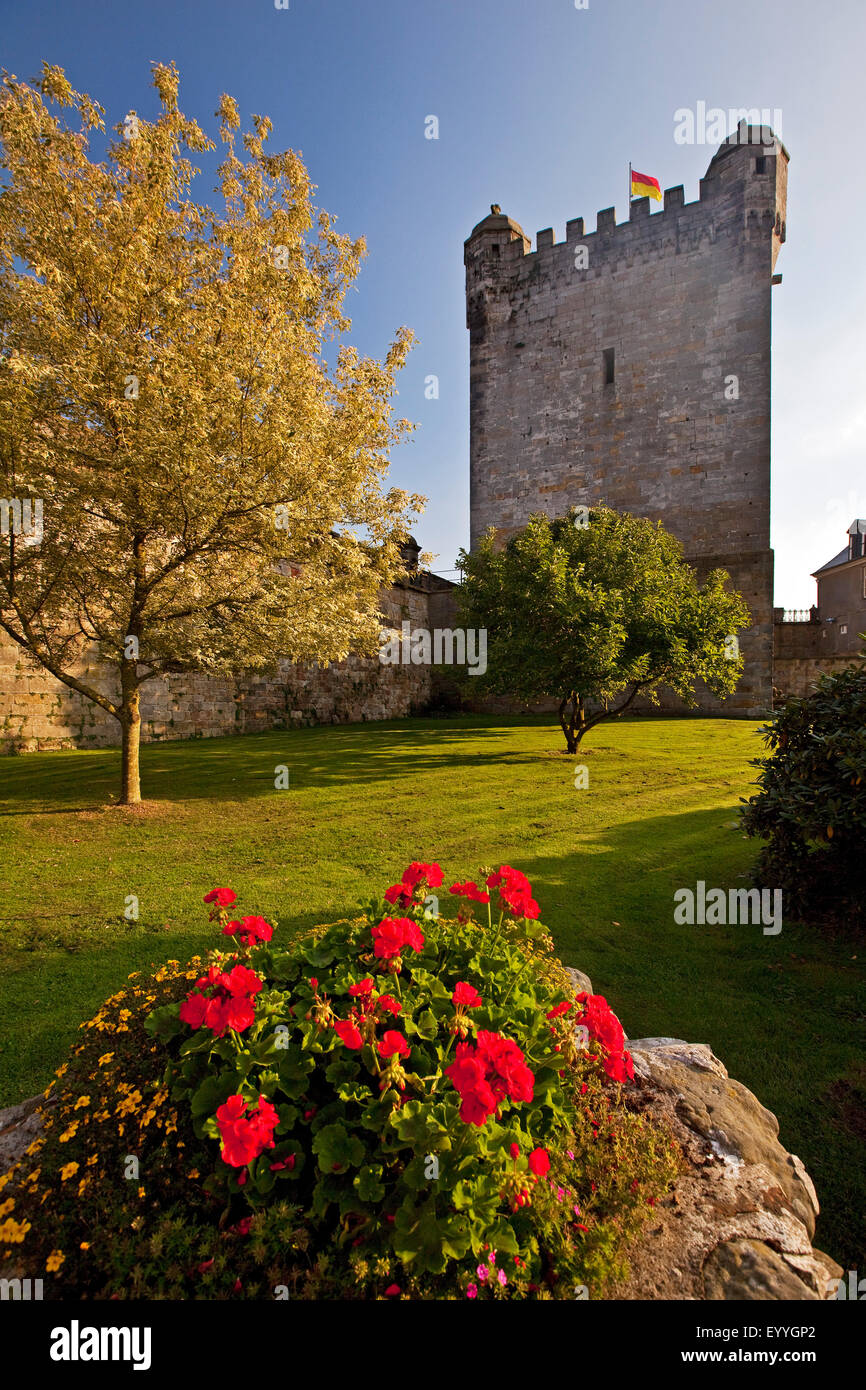 Castle Bentheim, courtyard with wall tower, Germany, Lower Saxony, Bad ...