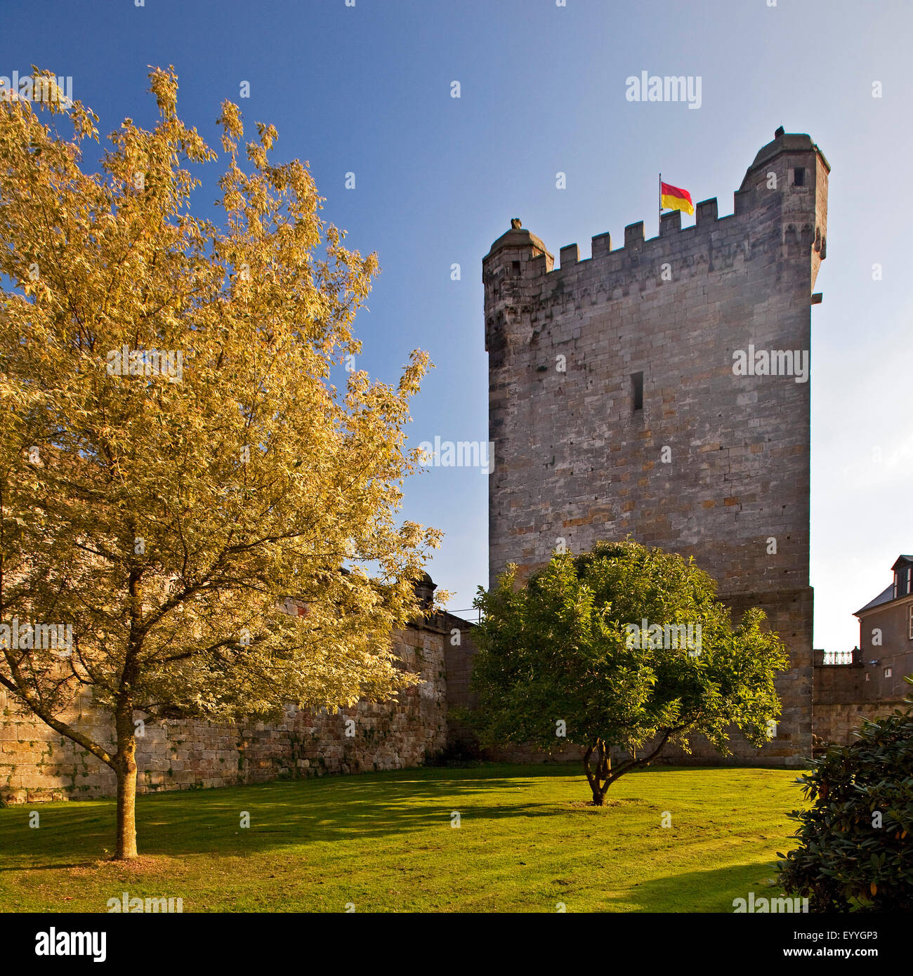Castle Bentheim, courtyard with wall tower, Germany, Lower Saxony, Bad ...