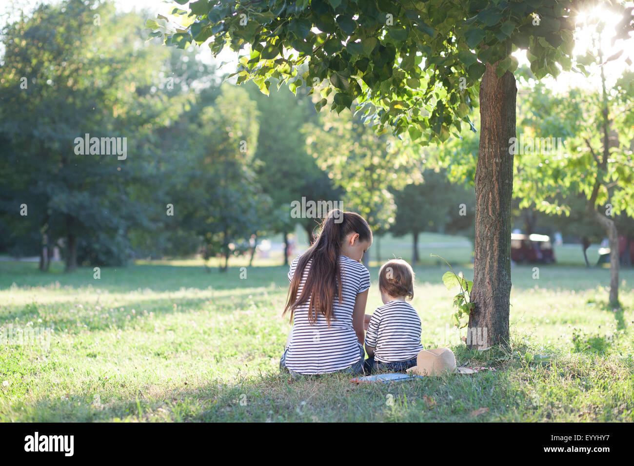 Family playing together under tree hi-res stock photography and images ...