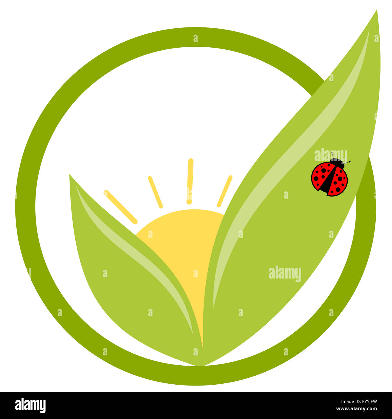 eco bio green logo with leaf and sun Stock Photo - Alamy