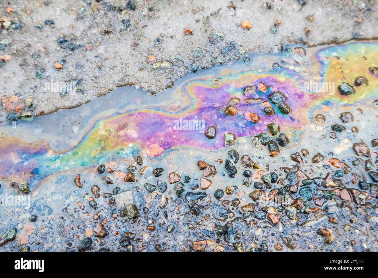 oil in puddle, Norway, Troms, Tromsoe Stock Photo - Alamy