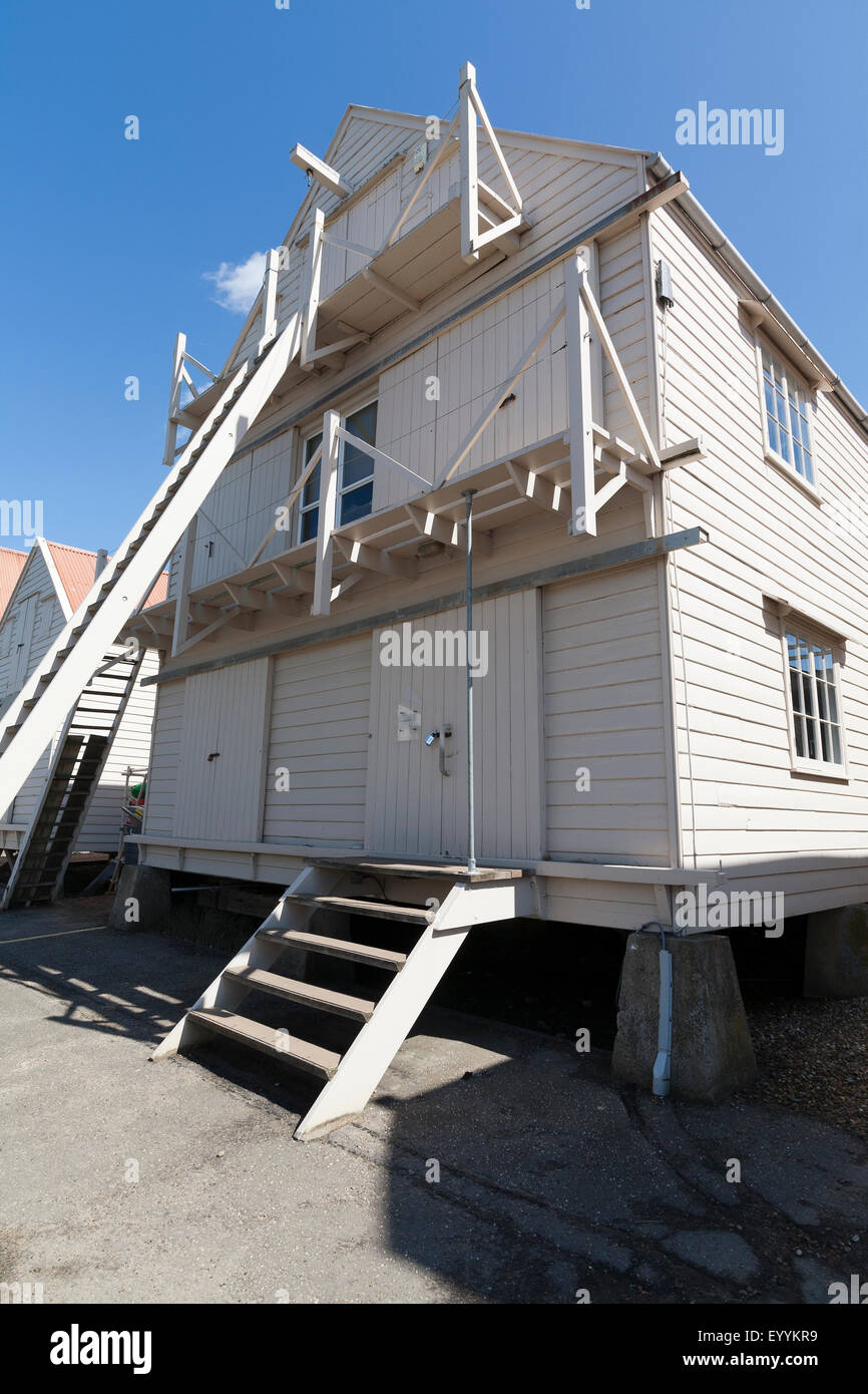 The renovated wooden sail lofts at Tollesbury Saltings on the coast of ...