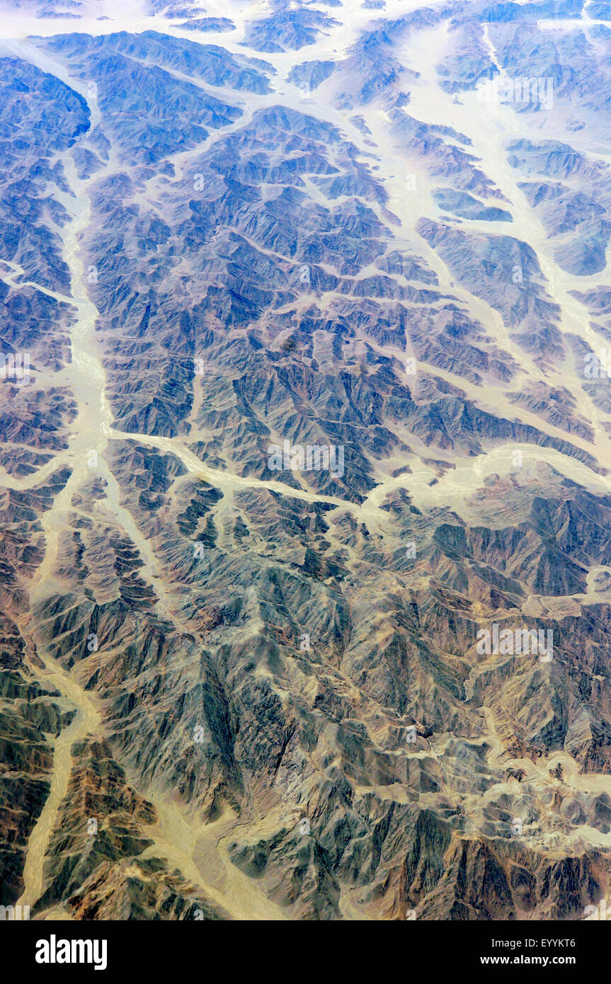 aerial view to Wadis, dried riverbeds in the desert, Egypt Stock Photo ...