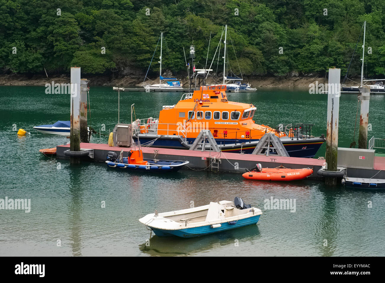 RNLI lifeboat moored at Fowey on the Cornish coast, England, UK Stock ...