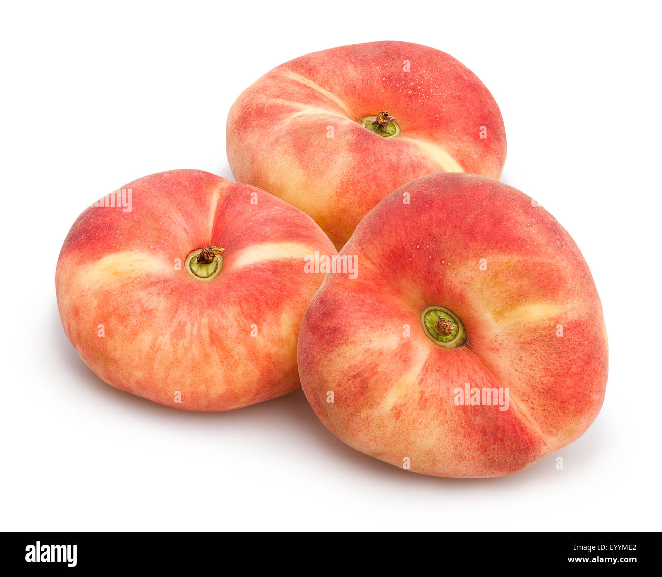three fresh juicy peaches isolated over white Stock Photo - Alamy