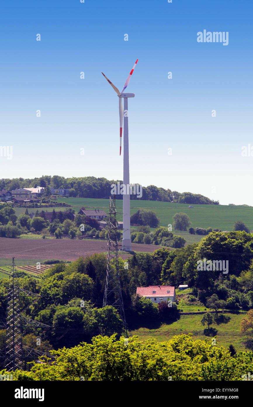 wind wheel in open landscape, Germany, North Rhine-Westphalia Stock ...