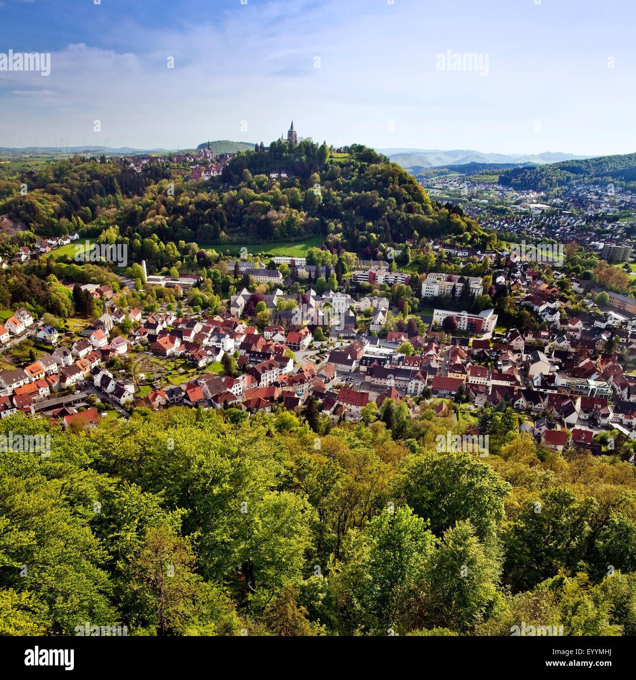 view from Bilstein tower to Marsberg, Germany, North Rhine-Westphalia ...