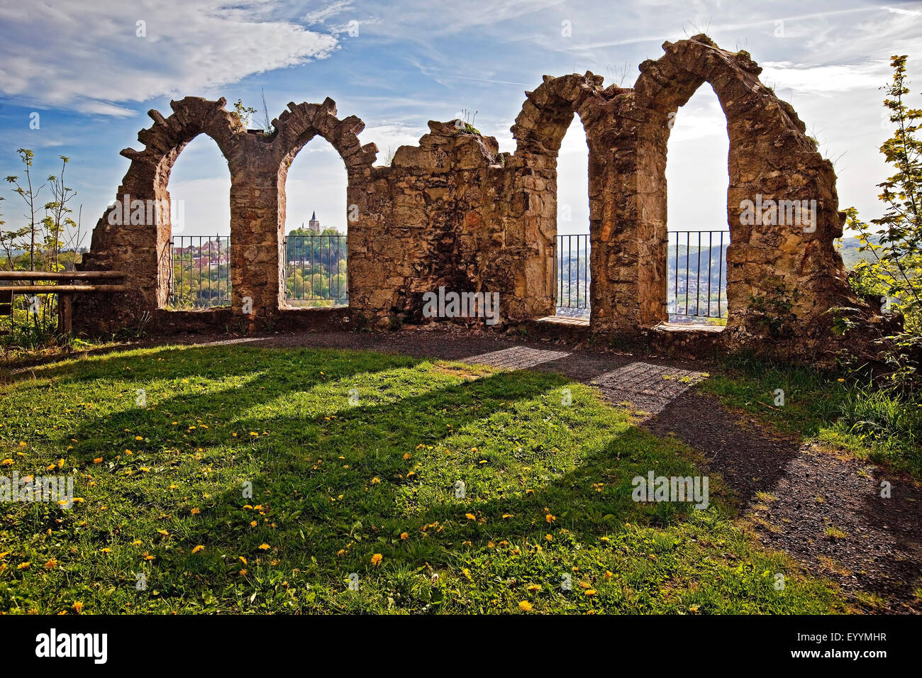 ruin at Bilstein tower, Germany, North Rhine-Westphalia, Sauerland ...