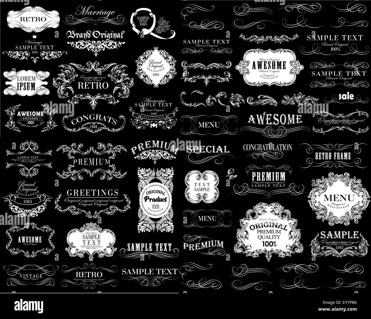 Set of hand-drawing calligraphic floral design elements Stock Vector Image & Art - Alamy