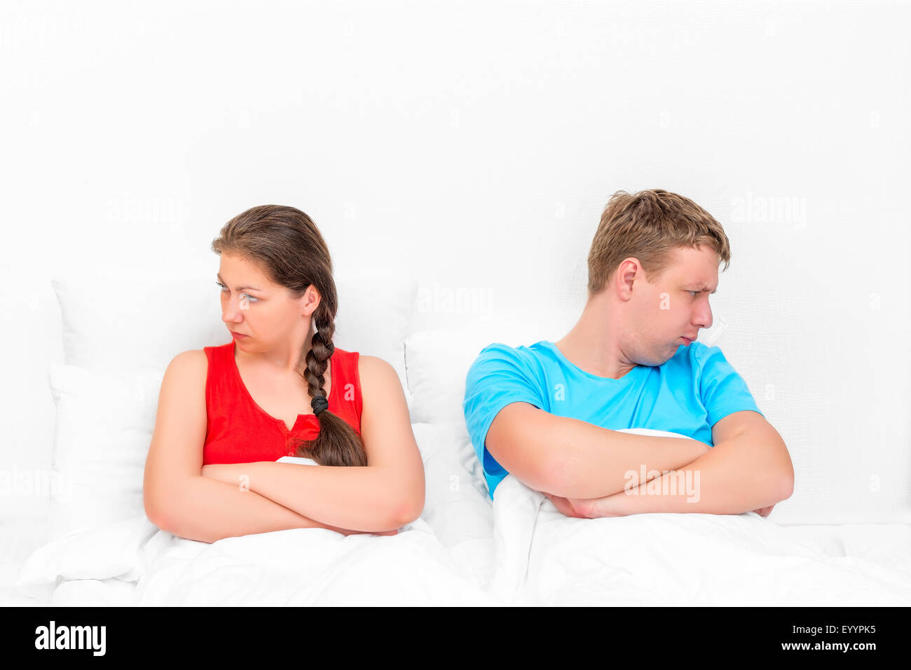 Couple arguing in bed bedroom hi-res stock photography and images - Alamy