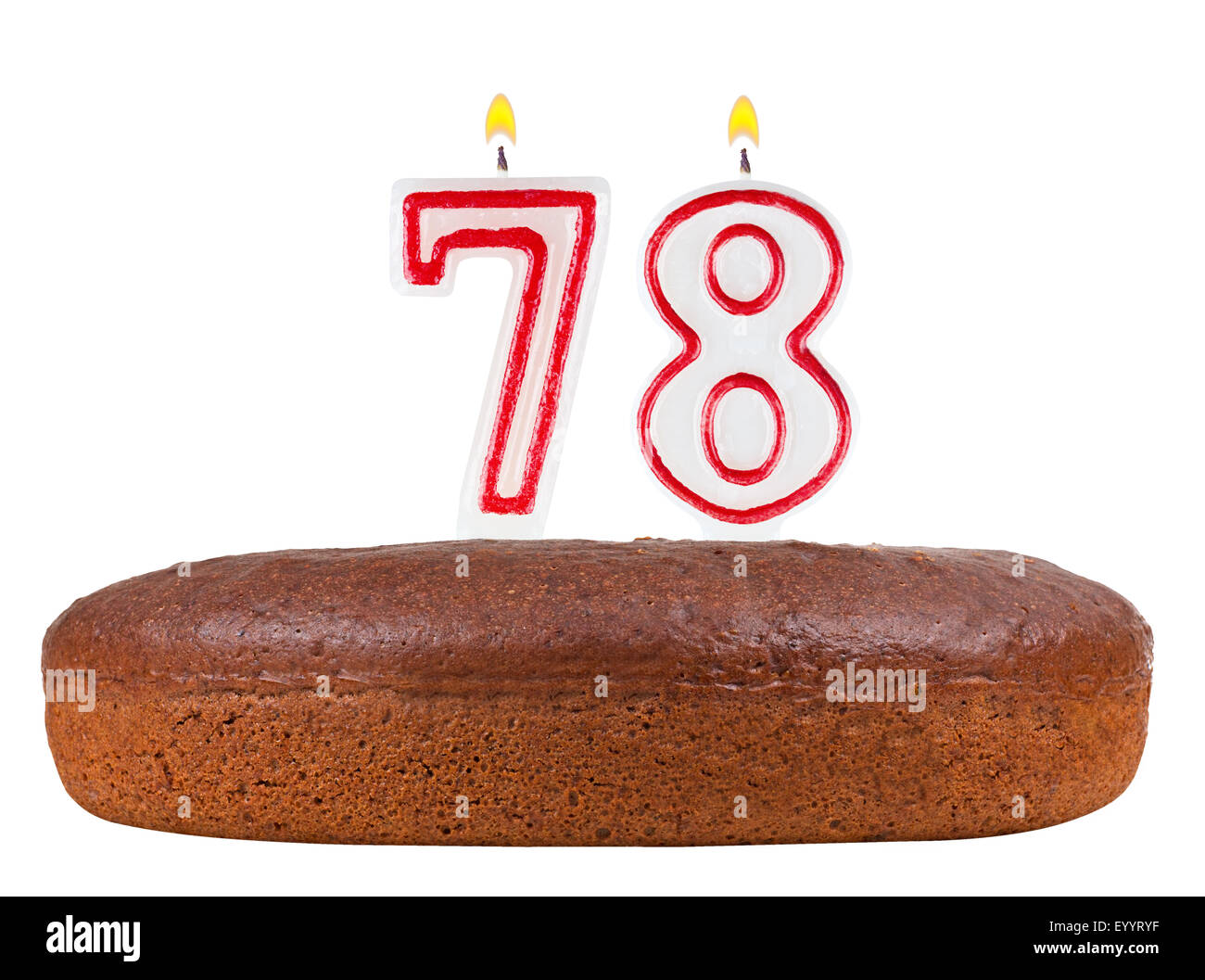 birthday cake with candles number 78 isolated on white background Stock ...