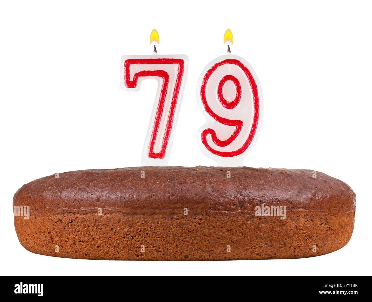 birthday cake with candles number 79 isolated on white background Stock ...