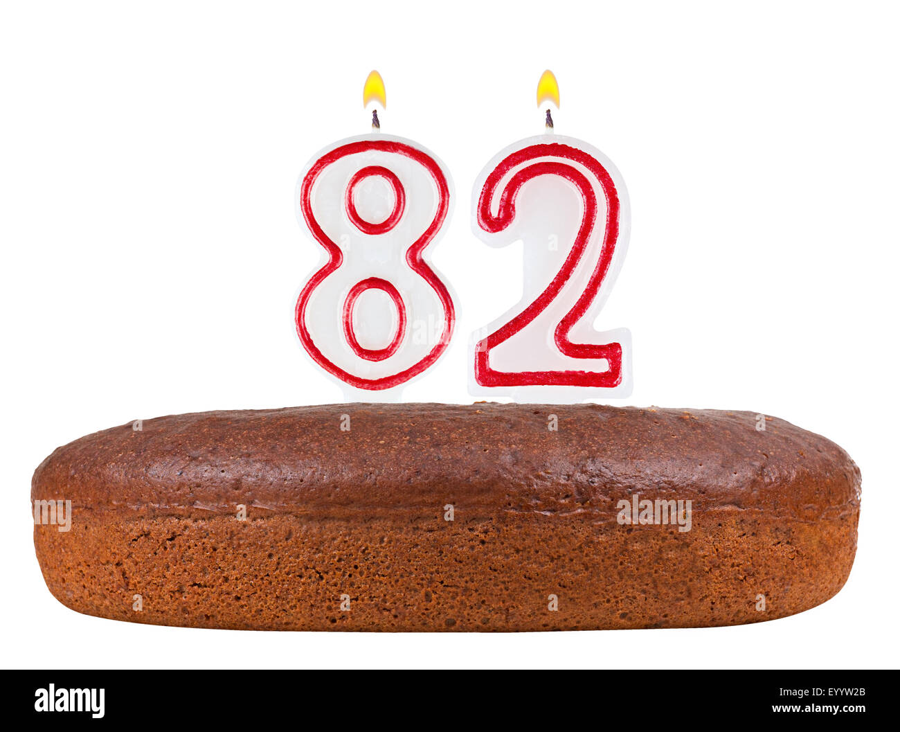 birthday cake with candles number 82 isolated on white background Stock ...