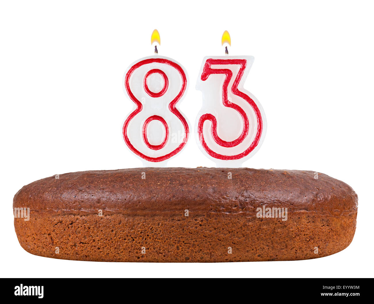 birthday cake with candles number 83 isolated on white background Stock ...