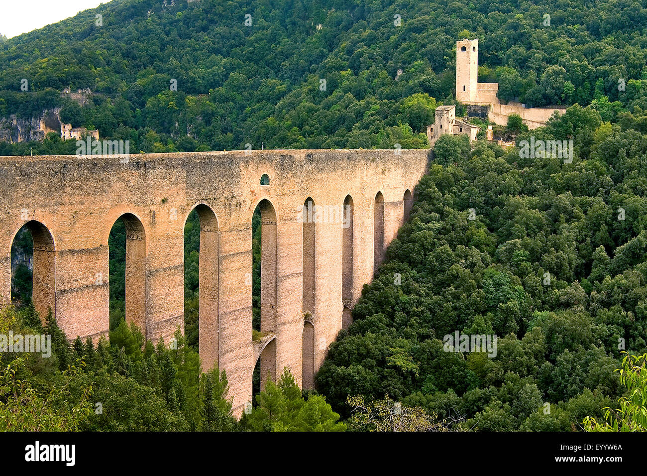 bridge Ponte delle Torri over the Tessino Canyon in Spoleto, Italy ...