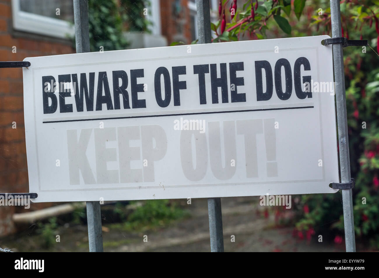 Beware dog sign on gate hi-res stock photography and images - Alamy