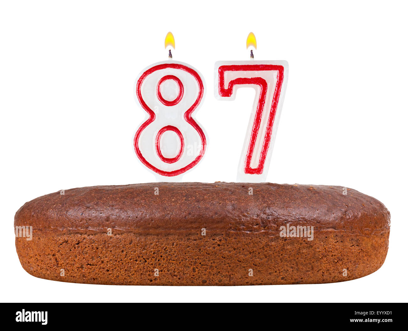 birthday cake with candles number 87 isolated on white background Stock ...