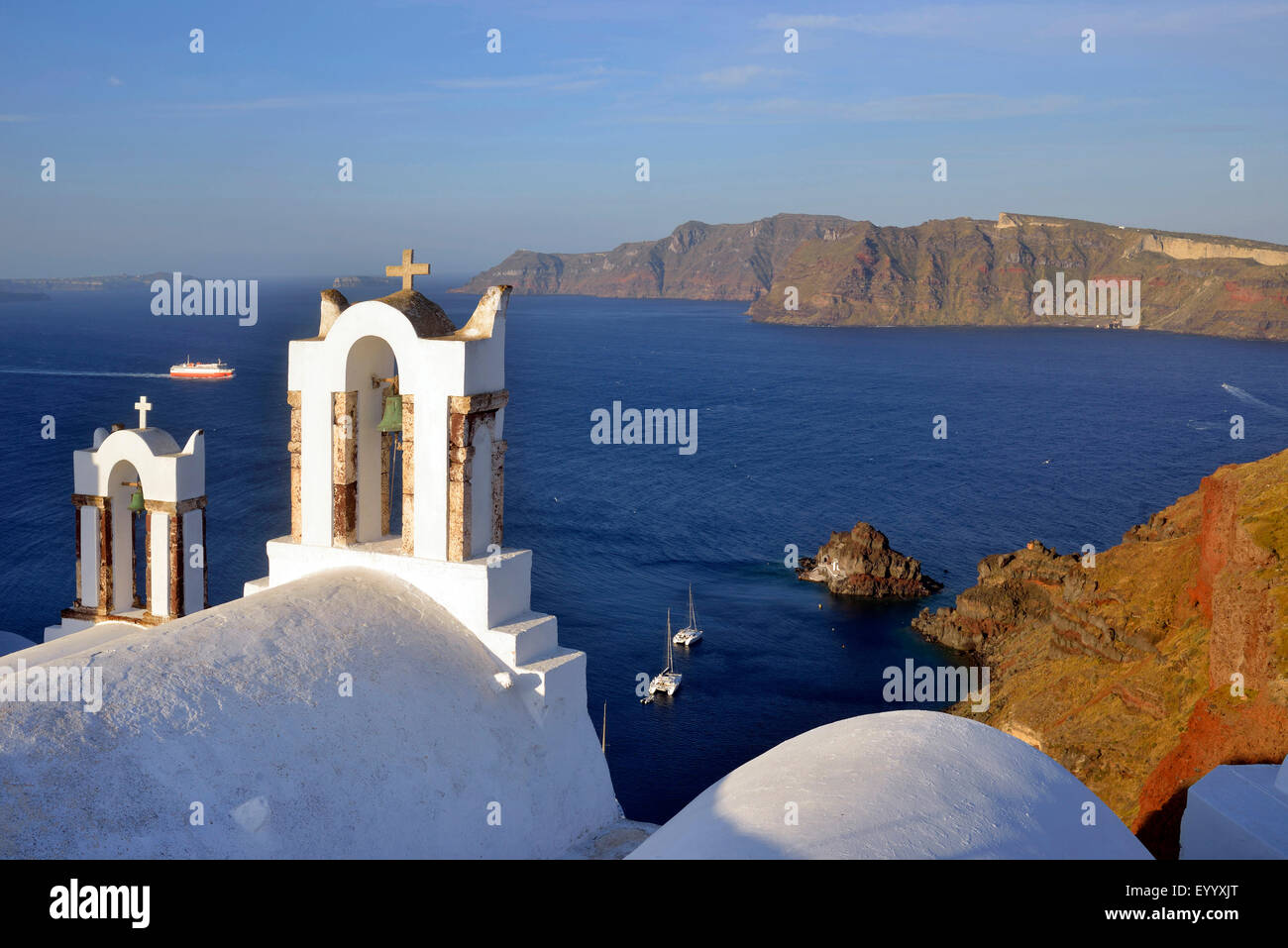 Church in the village of Oia, Greece, Cyclades, Santorin Stock Photo ...