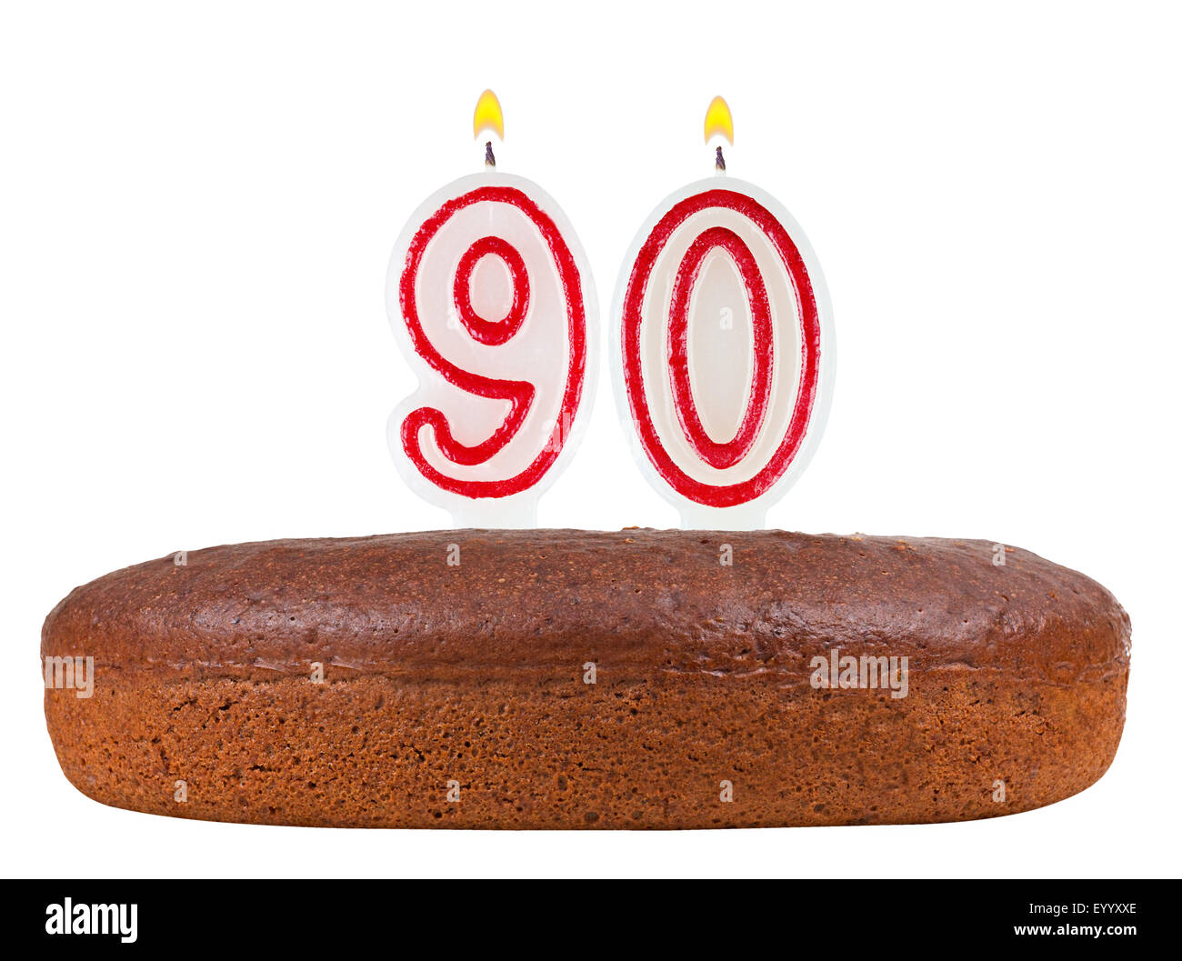 birthday cake with candles number 90 isolated on white background Stock ...