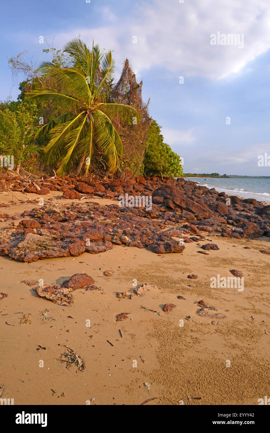 beach with lava rocks on the island Nosy Faly, Madagascar, Nosy Faly ...