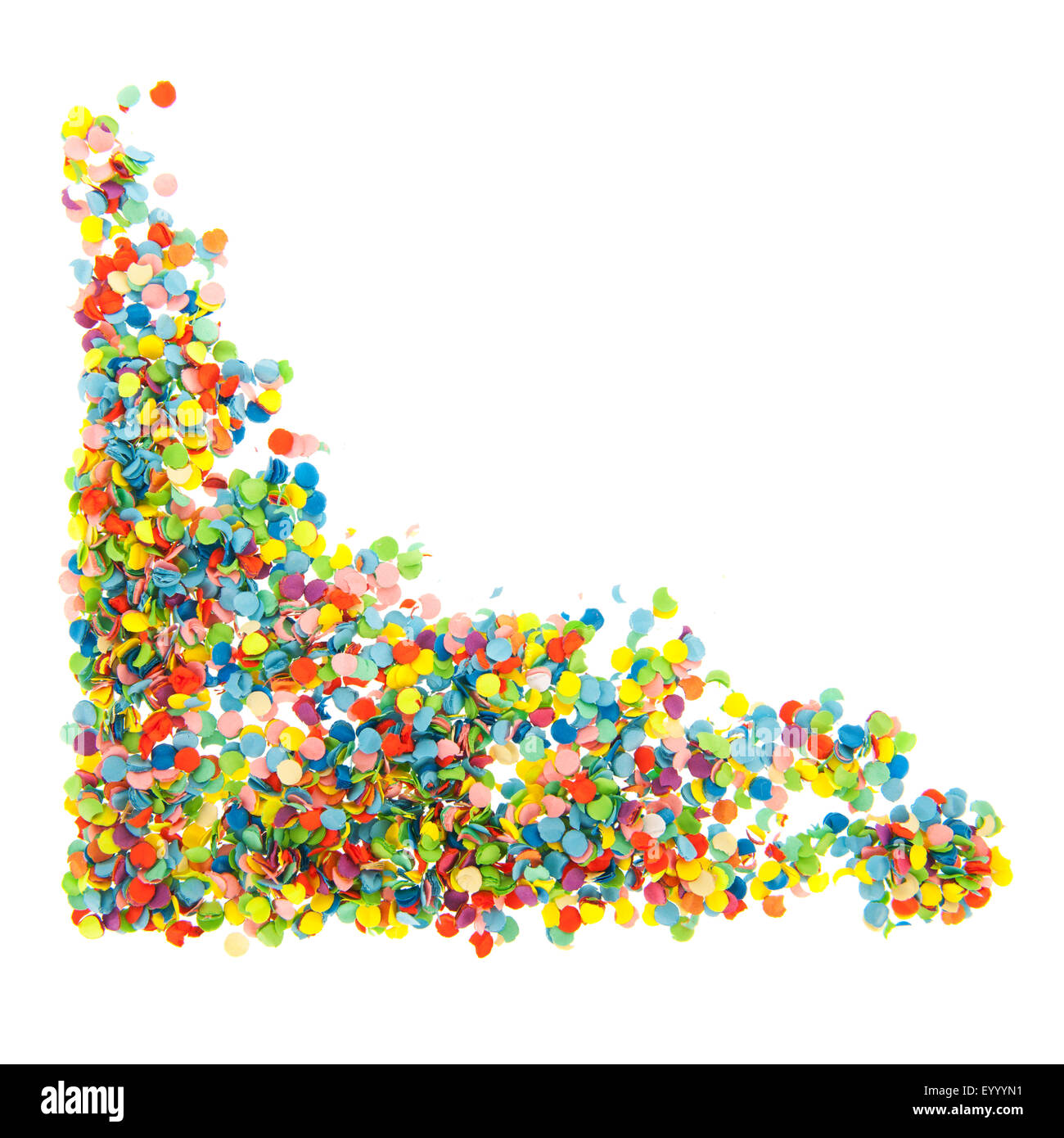 Colorful paper confetti corner isolated over white background Stock ...