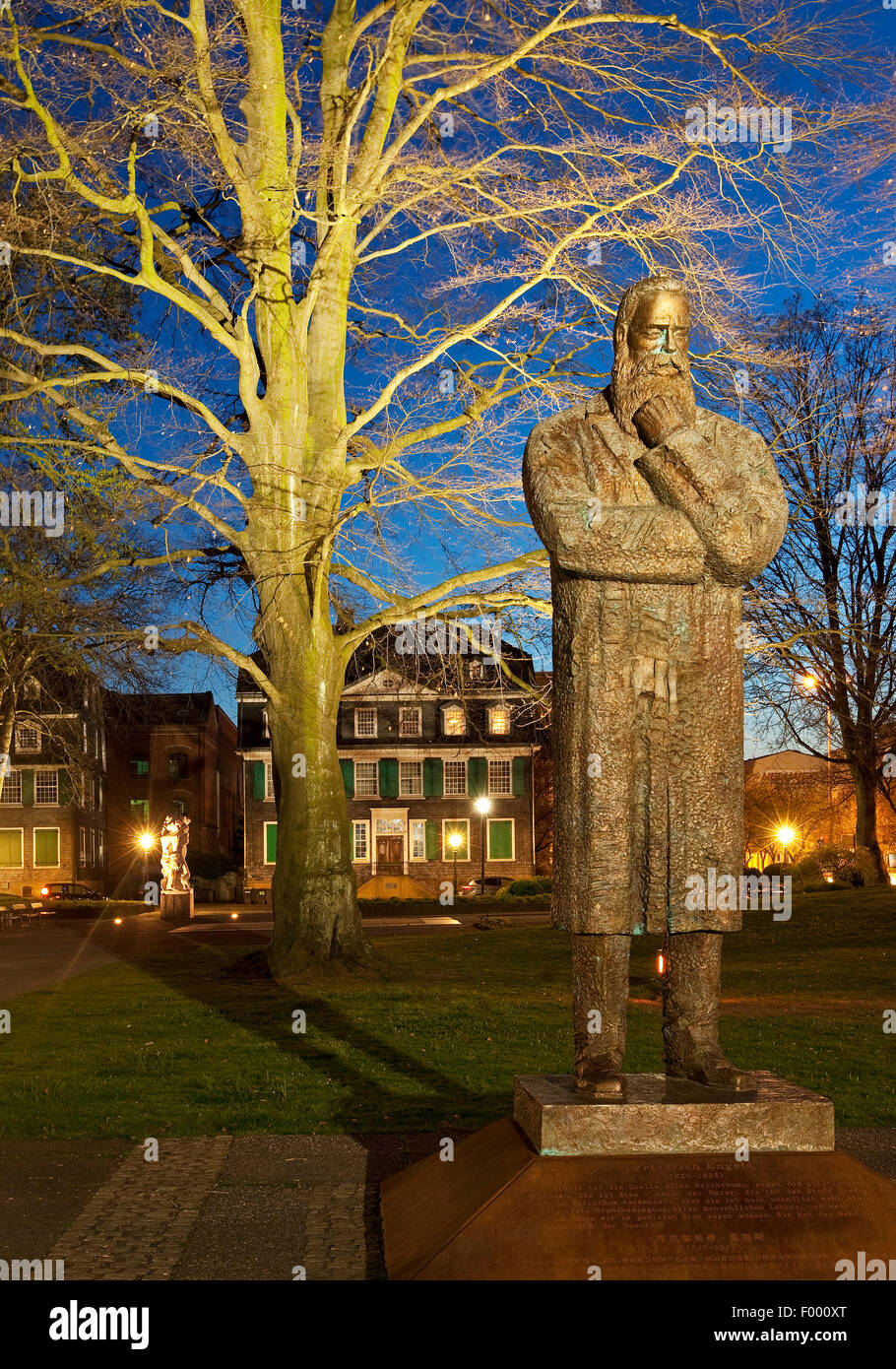 Engels memorial in front of the Engels Park at the historical centre in ...