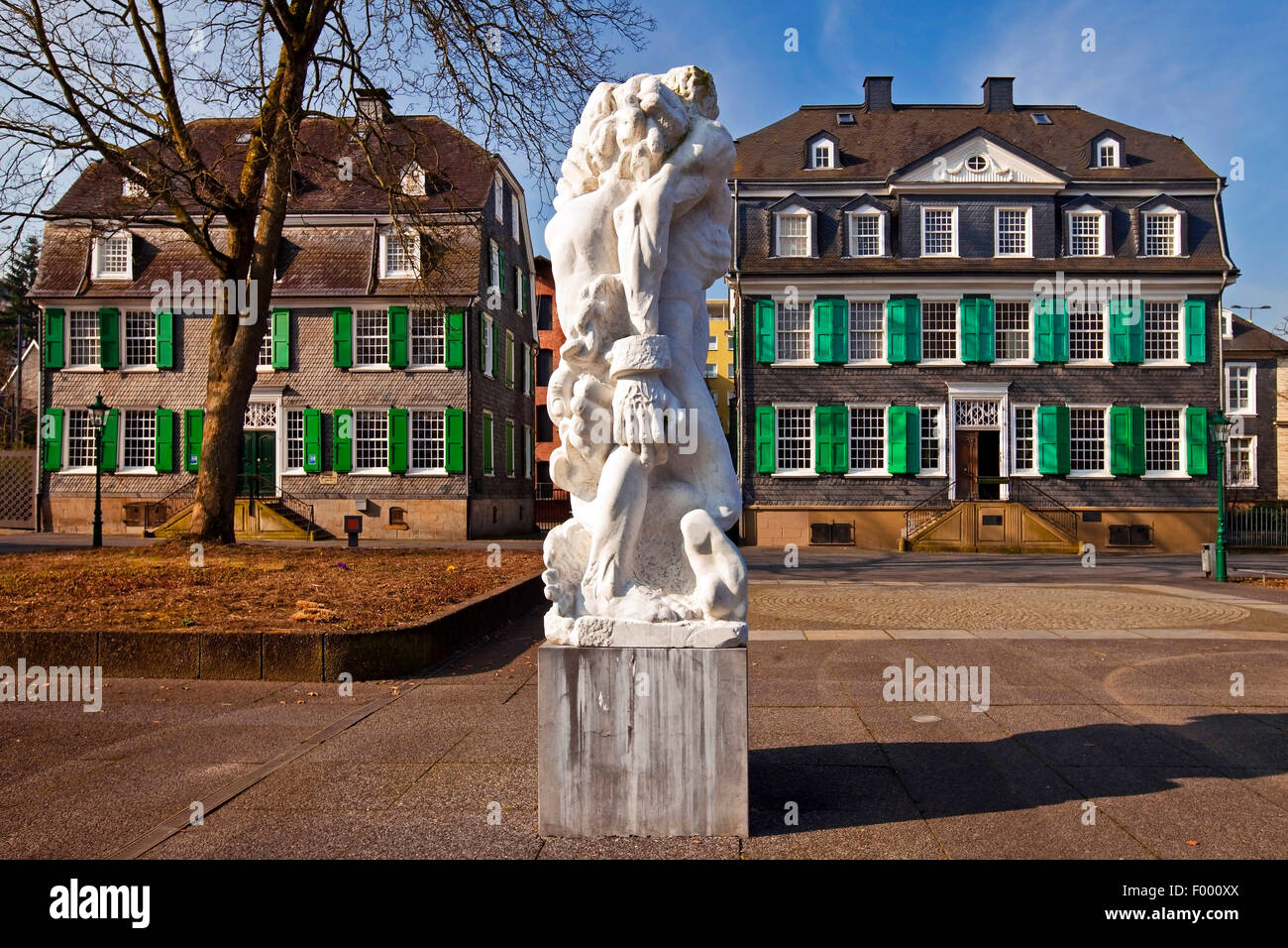 historic town centre of Barmen with the art piece 'Die starke Linke ...