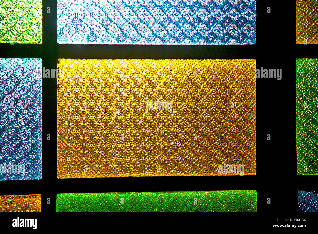 colorated glass and sun in morocco africa window and light Stock Photo ...