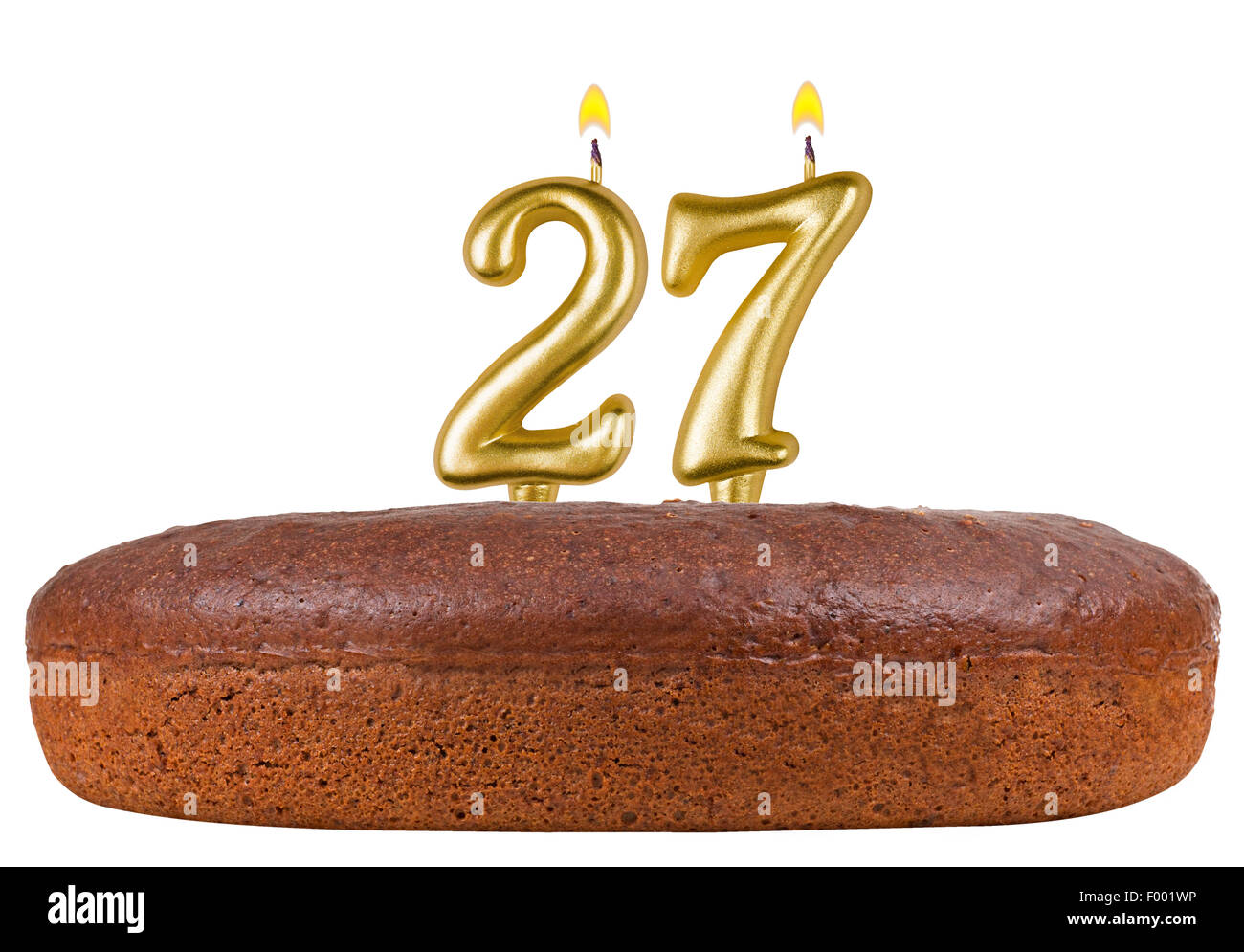 birthday cake with candles number 27 isolated on white background Stock ...