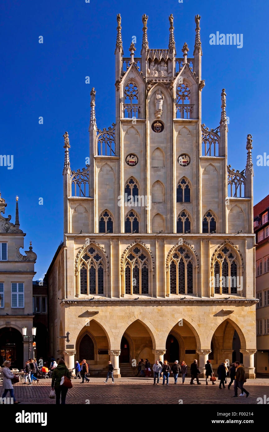historic town hall at the principal marketplace of Muenster, Germany ...