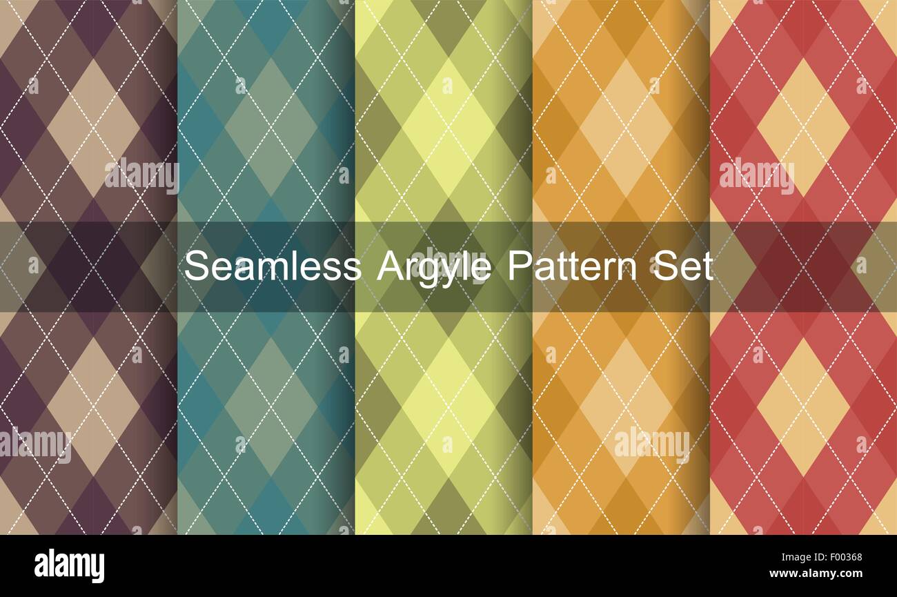 Seamless argyle pattern. Diamond shapes background. Vector set Stock ...