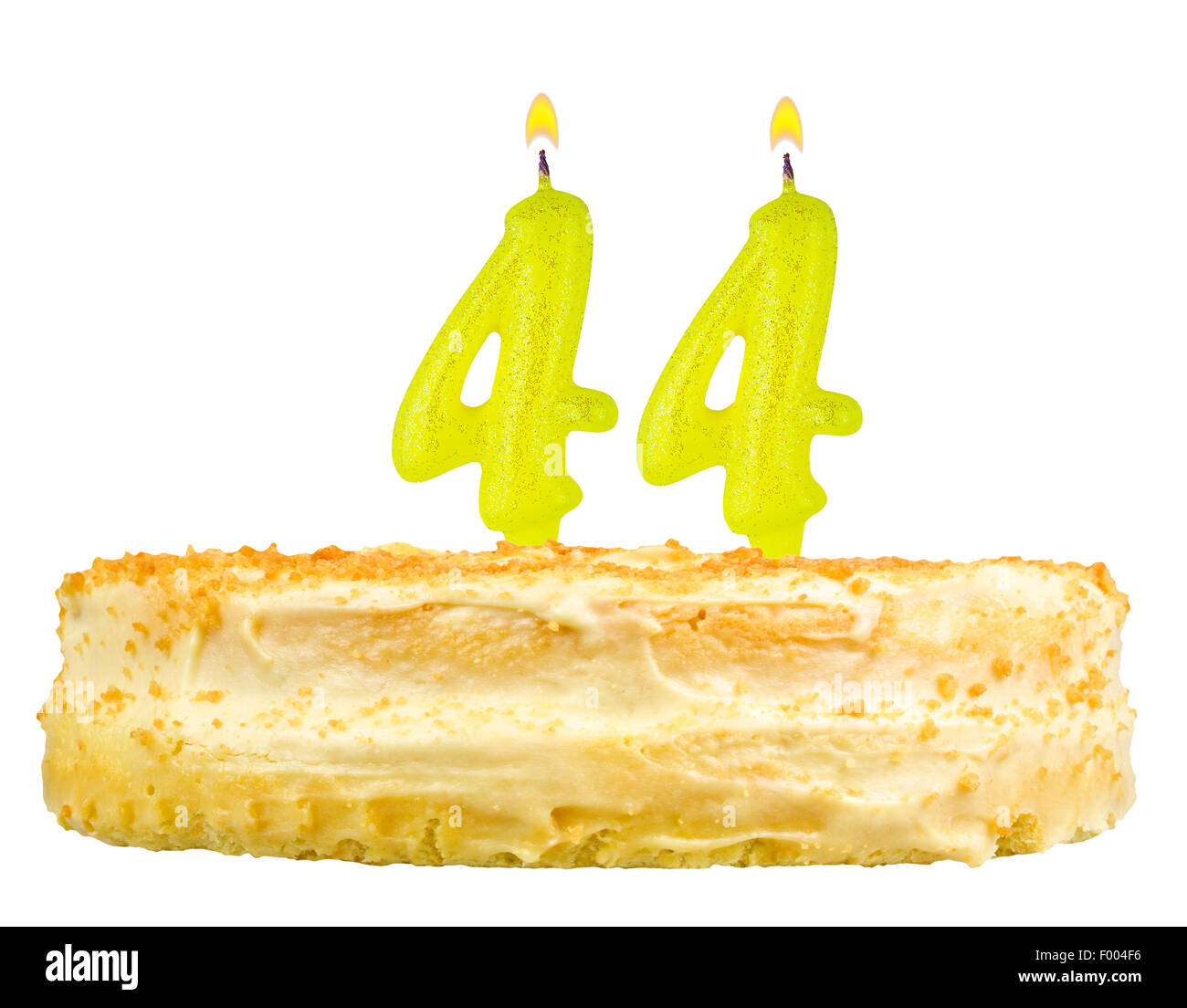 birthday cake with candles number forty four isolated on white ...