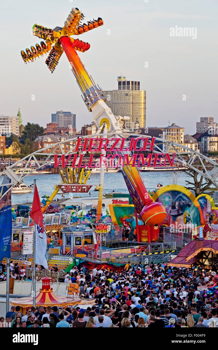 biggest funfair on the river Rhine, Germany, North Rhine-Westphalia ...