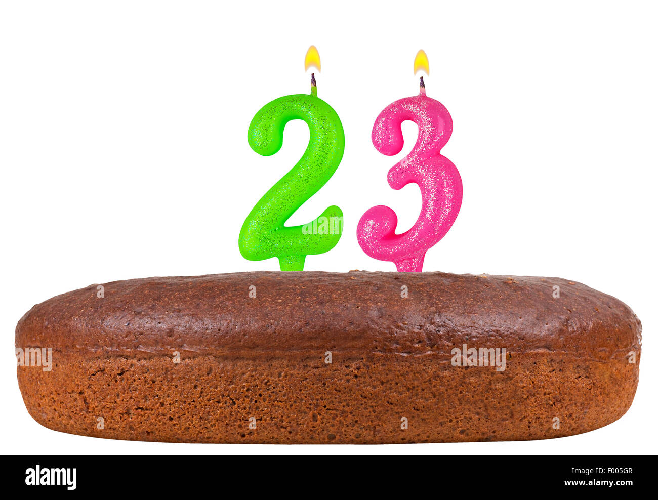 birthday cake with candles number 23 isolated on white background Stock ...