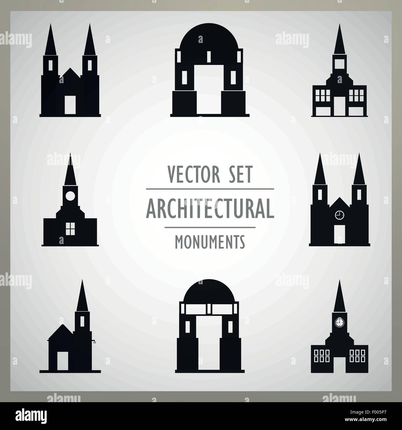 Set of vector architectural monuments old Europe Stock Vector Image ...