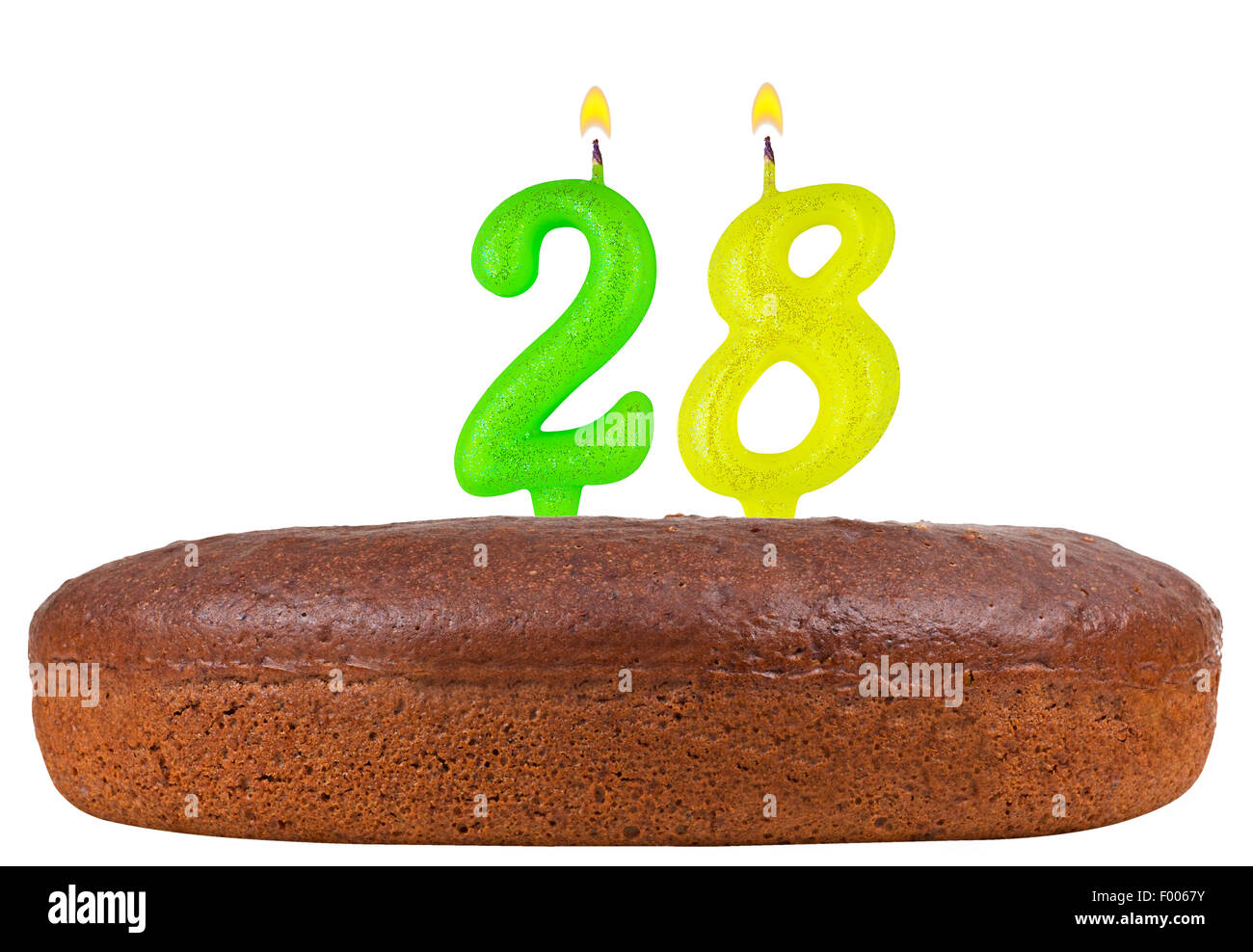 birthday cake with candles number 28 isolated on white background Stock ...