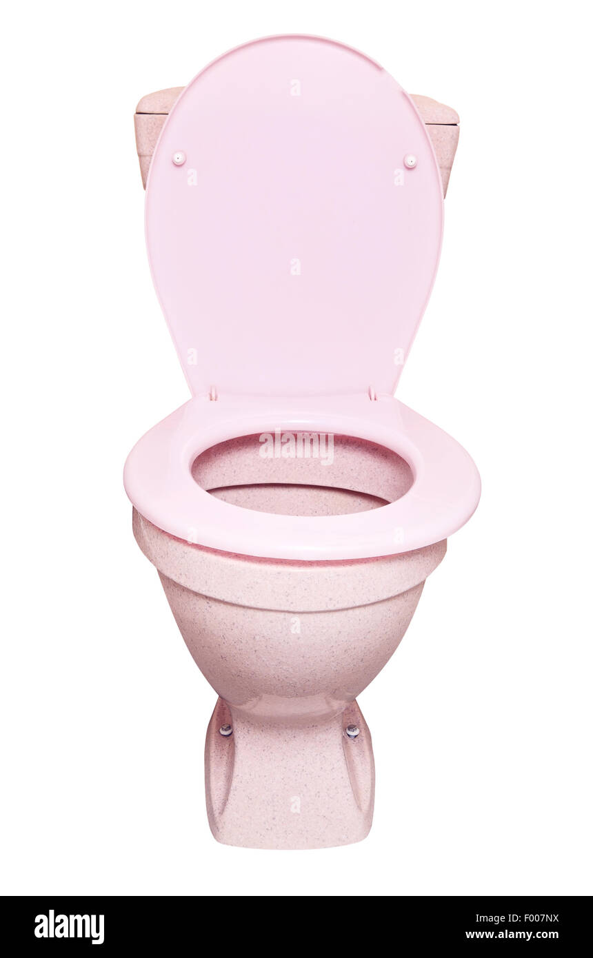 pink toilet bowl, isolated on white background Stock Photo - Alamy