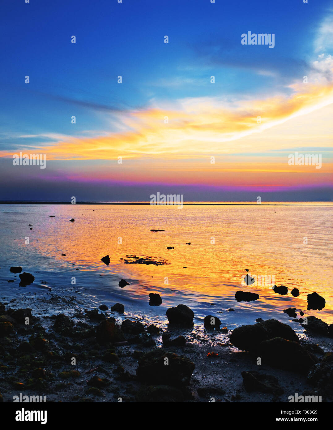 beautiful sunset over calm sea, samui, thailand Stock Photo - Alamy