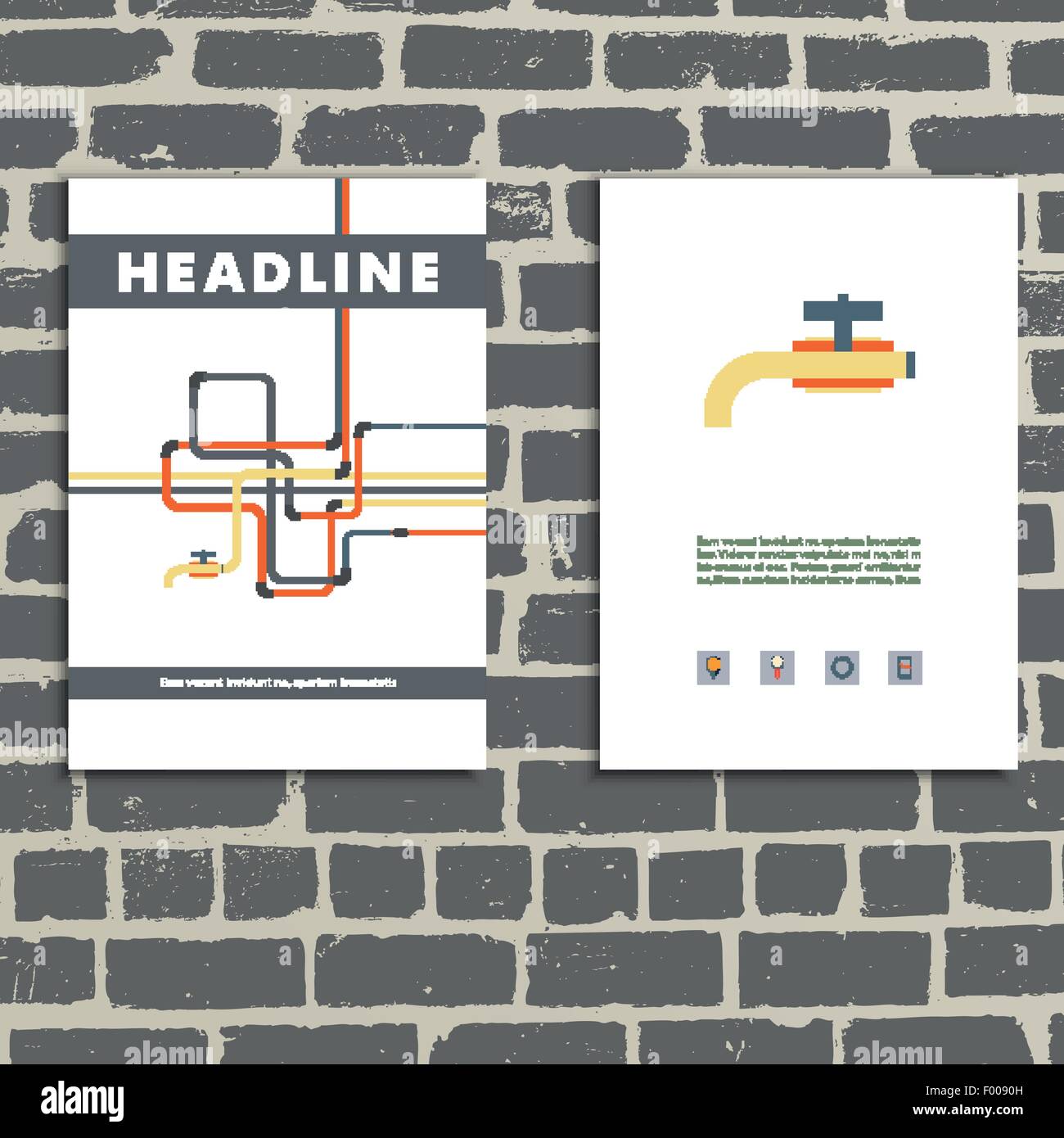 Water pipes on brick Stock Vector Images - Alamy