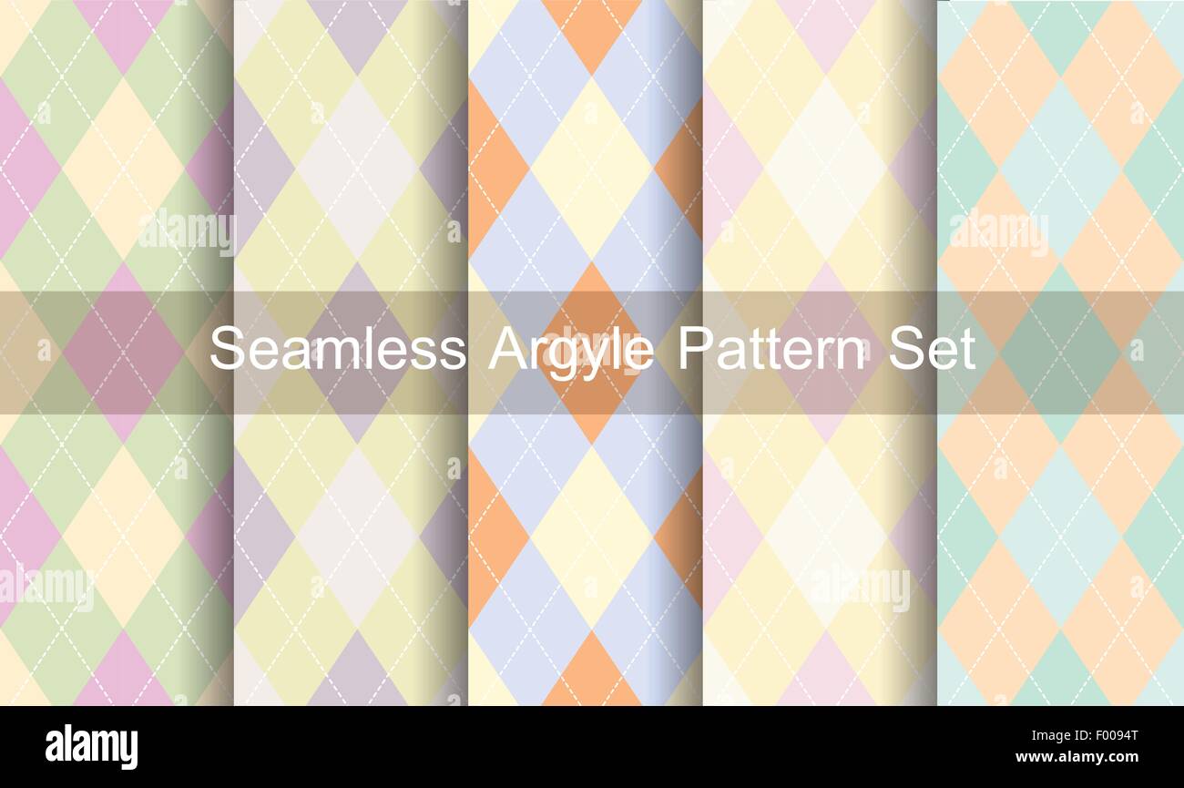 Seamless argyle pattern. Diamond shapes background. Vector set Stock ...