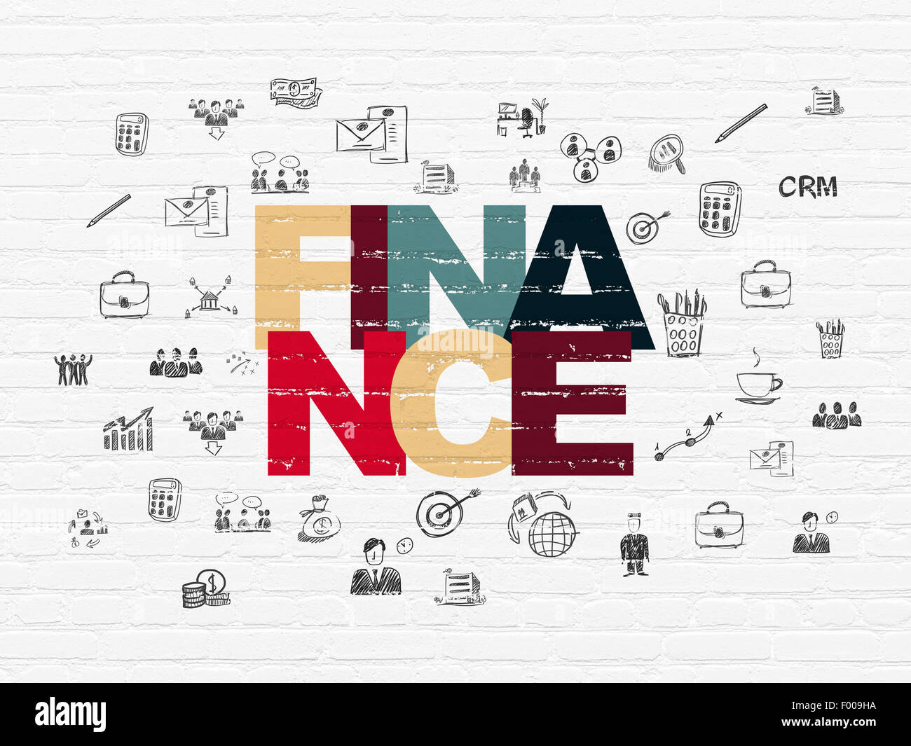 Finance concept: Finance on wall background Stock Photo - Alamy