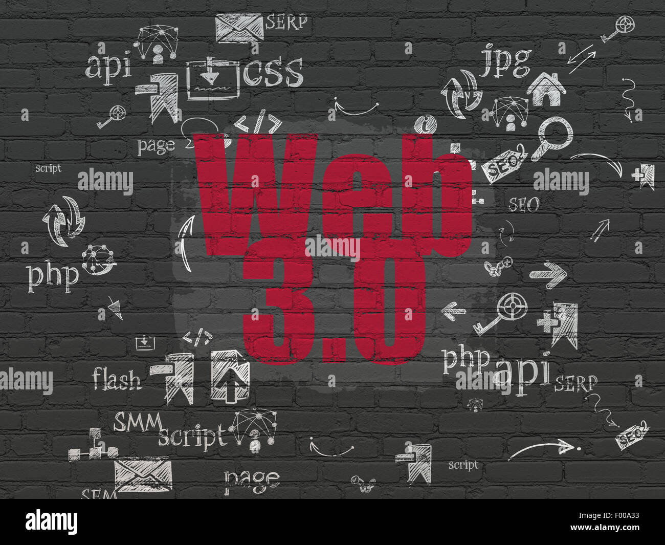 Web design concept: Web 3.0 on wall background Stock Photo - Alamy